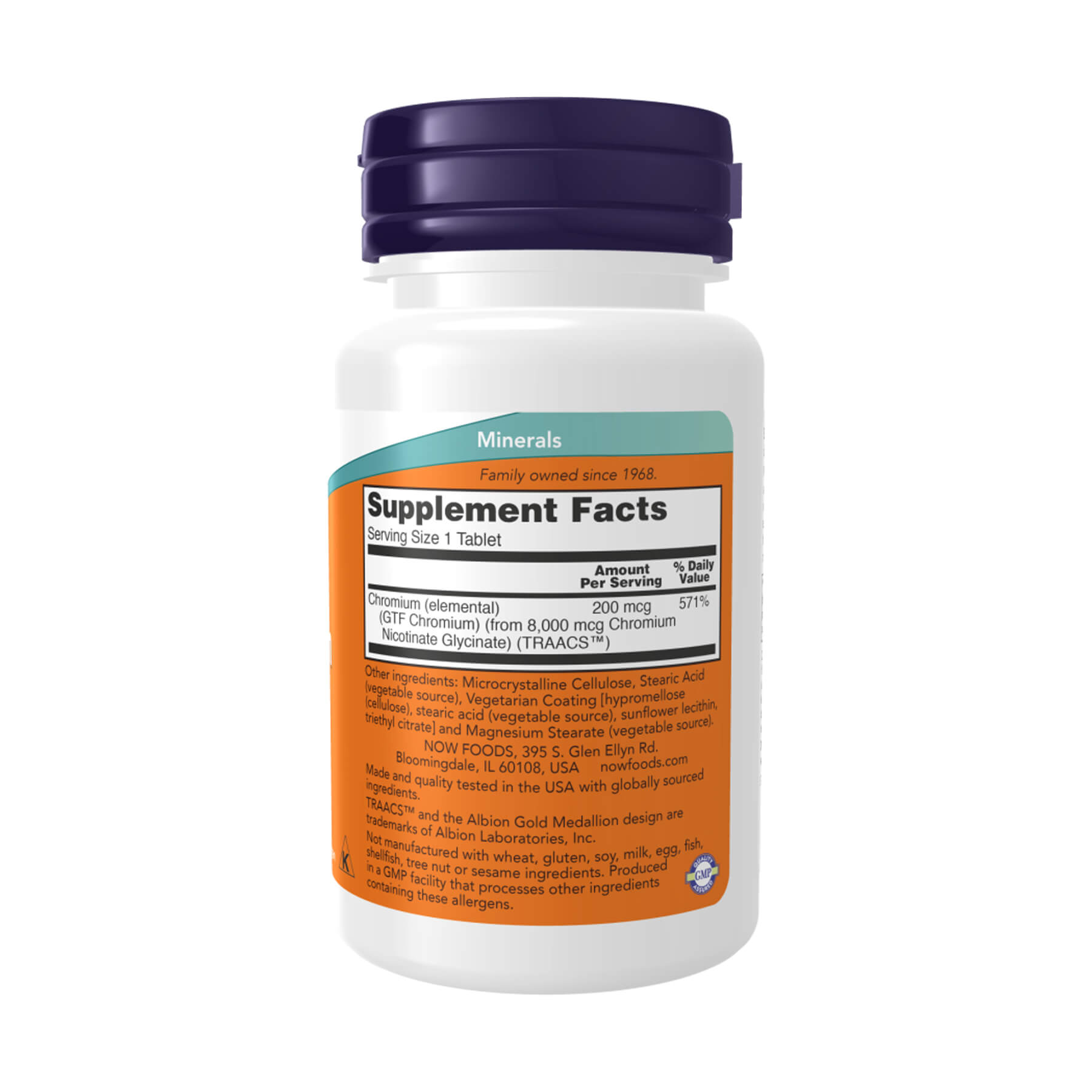 NOW Chromium GTF 200mcg 250 Tablets - SWANZA